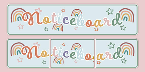 Muted Rainbow Class Subjects Display Banner Pack