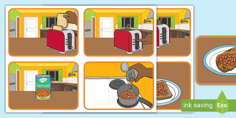 7 Step Sequencing Cards - Eating Breakfast