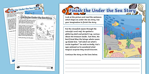 Under the Sea Themed Story Writing Prompt Cards Activity Pack