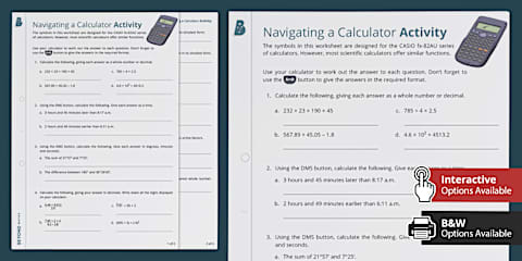 Using a Calculator Worksheets