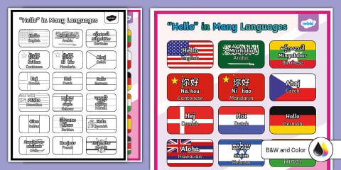 Mixed Language Hello Speech Bubble Posters