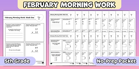 Fourth Grade February Morning Work Pack