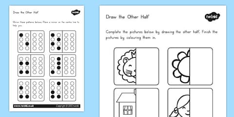 Spring-Themed Draw the Other Half Worksheets
