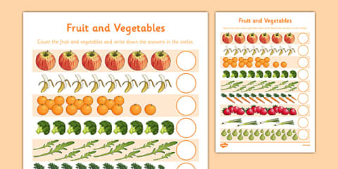 Vegetables Count and Colour to 10 Activity Sheet