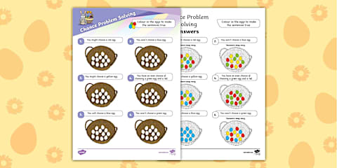Numberblocks: Easter Egg Hunt Combining Two Groups Worksheet