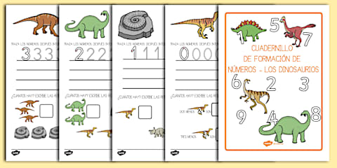 Ficha de actividad: Colorea y cuenta - Dinosaurios