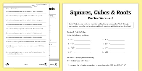 Grade 7 - Maths - Square Roots and Cube Roots - Activity Sheet (CAPS ...