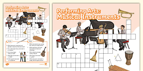 Performing Arts Musical Instruments Cut and Paste Sheet