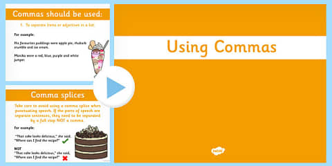 Using Commas to Separate Items in a List Lesson Teaching Pack