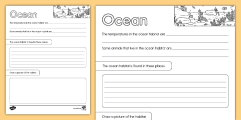Ocean Research Worksheet for K-2nd Grade