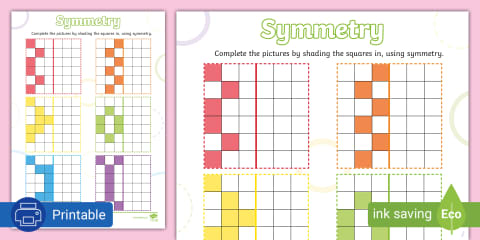Grade 5 Maths - Symmetry Block Colouring - Worksheet (CAPS Aligned)