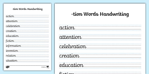 -tion Endings Word Search