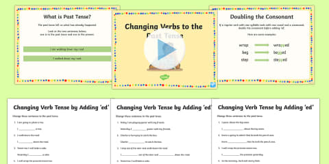 Using the Suffix ed for the Past Tense Lesson Teaching Pack