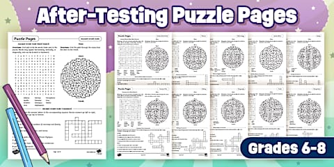 After-Testing Puzzle Pages for 3rd-5th Grade