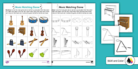Musical Instruments Cut and Paste Worksheet