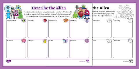 Alien Adjectives Word Mat