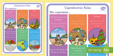 Using Capital Letters for Proper Nouns PowerPoint for K-2nd Grade