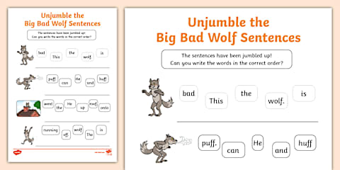 Big Bad Wolf Adjectives Worksheet