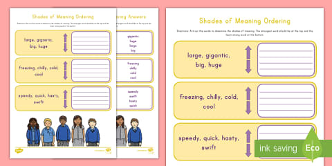 Shades of Meaning: Synonym Sorting Worksheet