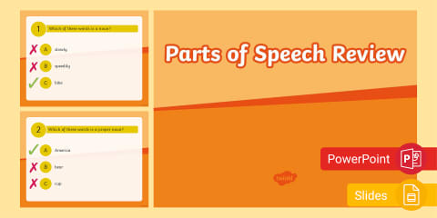 Sixth Grade Parts of Speech Review PowerPoint & Google Slides