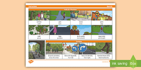 Directions And Shops in Town Differentiated Worksheet Pack Spanish