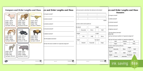 Year 2 Maths Comparing Measures Differentiated Homework Worksheet