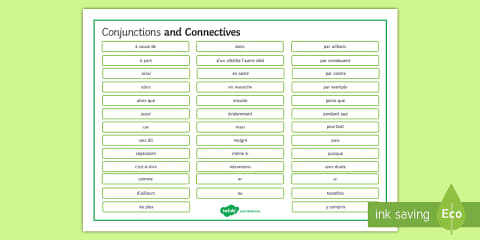 Connectives and Conjunctions Display Posters French