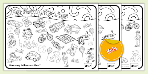 What's in My Toy Box? Foundation Title Colouring Page