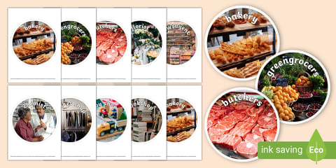 Types of Shops Photo Matching Cards