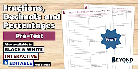 Fractions, Decimals and Percentages Pre-Test (Year 8)