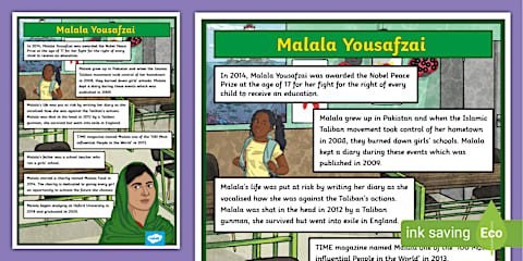 KS1 Malala Yousafzai Fact File Template