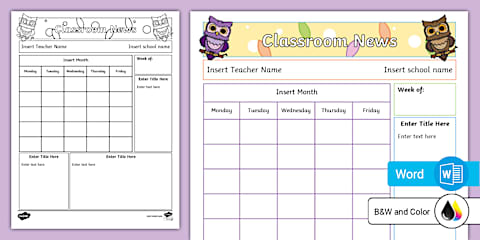 Editable Adorable Owl Theme Newsletter