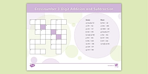 KS1 Place Value to 100 Crossnumber Worksheet / Worksheet - crossword ...