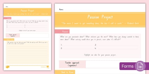 Passion Project Editable Rubric