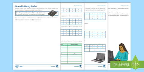 Binary Worksheet - Coding and Binary - Twinkl