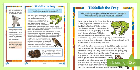 Tiddalik the Frog Activity Pack Aboriginal Dreaming Story