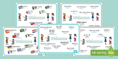 Hello in Many Languages Matching Cards