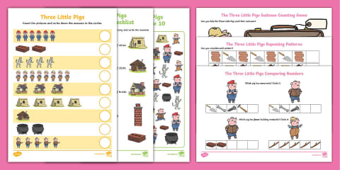 Three Little Pigs Number Matching Activity