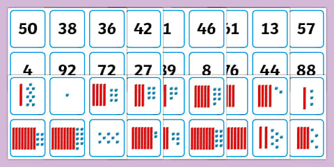 Numbers 1-100 with Dienes Loop Cards
