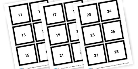 Numbers 70 - 100 Loop Cards French
