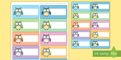Cute Owl Themed Drawer Peg Name Labels