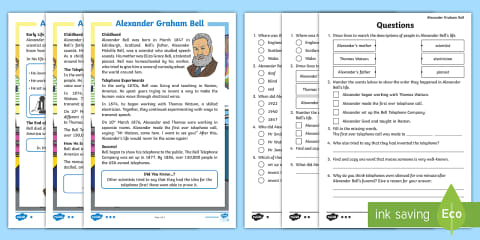 All About Alexander Graham Bell Research and Write Worksheet for 3rd ...