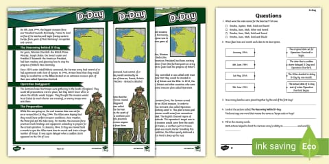 The Events of D-Day Ordering Activity
