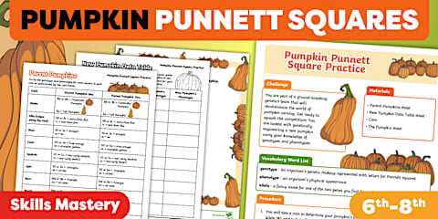 Mendelian Genetics - Punnett Square Worksheet for 6th-8th Grade