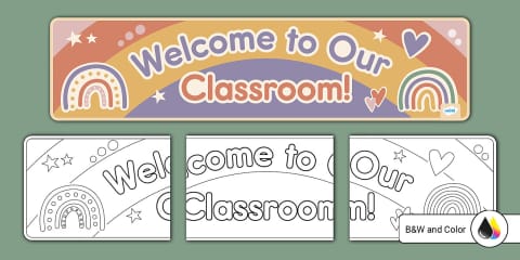 Editable Muted Rainbows Theme Labels