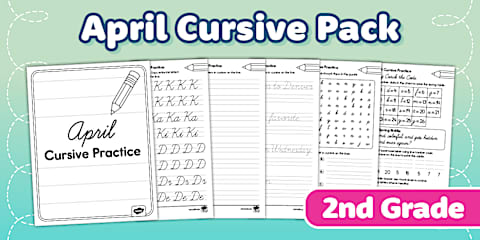 Second Grade December Cursive Practice Pack