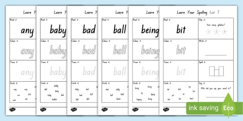 Learn Your New Zealand Essential Spelling List 5 Words Worksheets