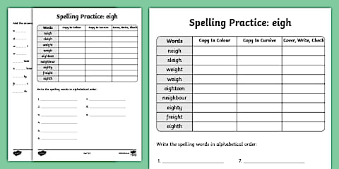'-eigh' Spelling Worksheet