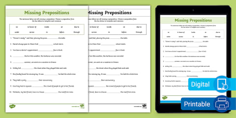 Identify the Prepositional Phrases Worksheet for 3rd-5th Grade