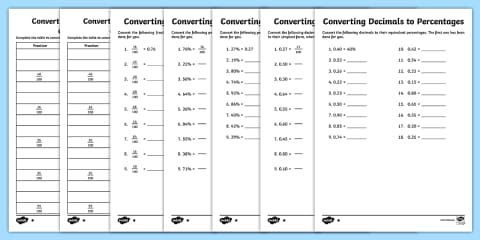 Converting between Fractions, Decimals and Percentages Guide